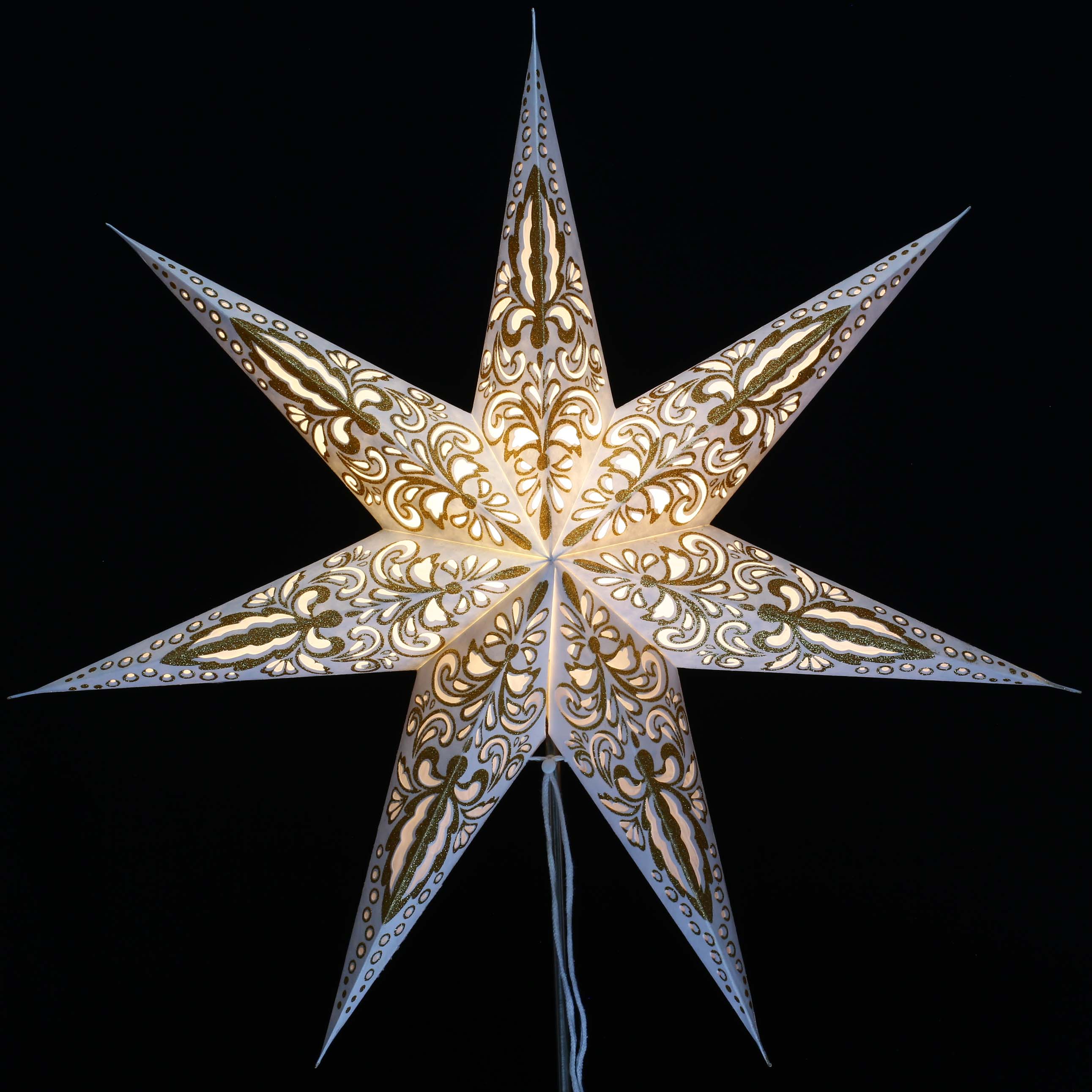 Pagodashop - Amar white/gold - Foldable glowing star, paper poinsettia ...